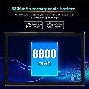 EBTOOLS 10.1 Inch12 Tablet pc, 256GB Expand, Quad Core Tablets, HD Touch Screen, Dual Speaker,Certificated WiFi, 8MP 2MP Camera, 6000mAh Battery (US Plug)