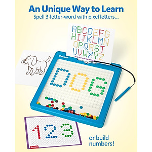 Coogam Magnetic Drawing Board, Large Magnet Doodle Board with Pen and Dot Beads, Color Shape Pattern Art Pad, Montessori Educational Traveling Toy Gift for 3 4 5 6 Years Old Toddlers