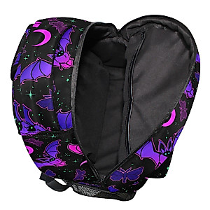 MNSRUU Student School Bag Purple Bat Gothic Backpack for Girls Boys College Bookbag Laptop Rucksack Travel Backpack for Adult Teen Casual Daypack