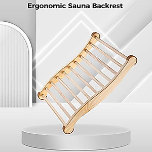 Anjetan Sauna Backrest, Wooden Sauna Backrest No Stains and Comfortable, Ergonomic S-Shape Backrest for Sauna Recovery Wellness Relaxation