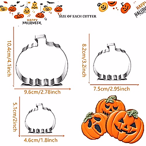 Pumpkin Cookie Cutters Set, 4", 3.22", 2" Large Fall Halloween Thanksgiving Cookie Cutters for Harvest Holiday Decoration Party Supplies