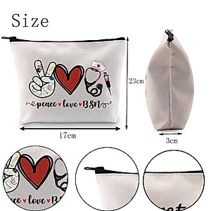 POFULL BSN Nurse Graduation Gift BSN Degree Nursing School Gift Peace Love BSN Cosmetic Bag Happy Nurse Day Gift (peace love BSN bag)