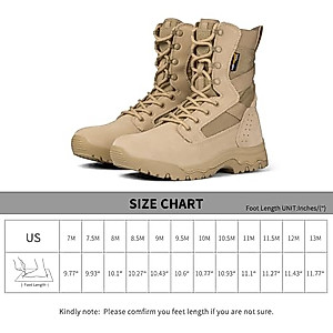 FREE SOLDIER Men's Tactical Boots 8 Inches Lightweight Combat Boot Durable Suede Leather Military Work Boots Desert Boot (Tan, 11)