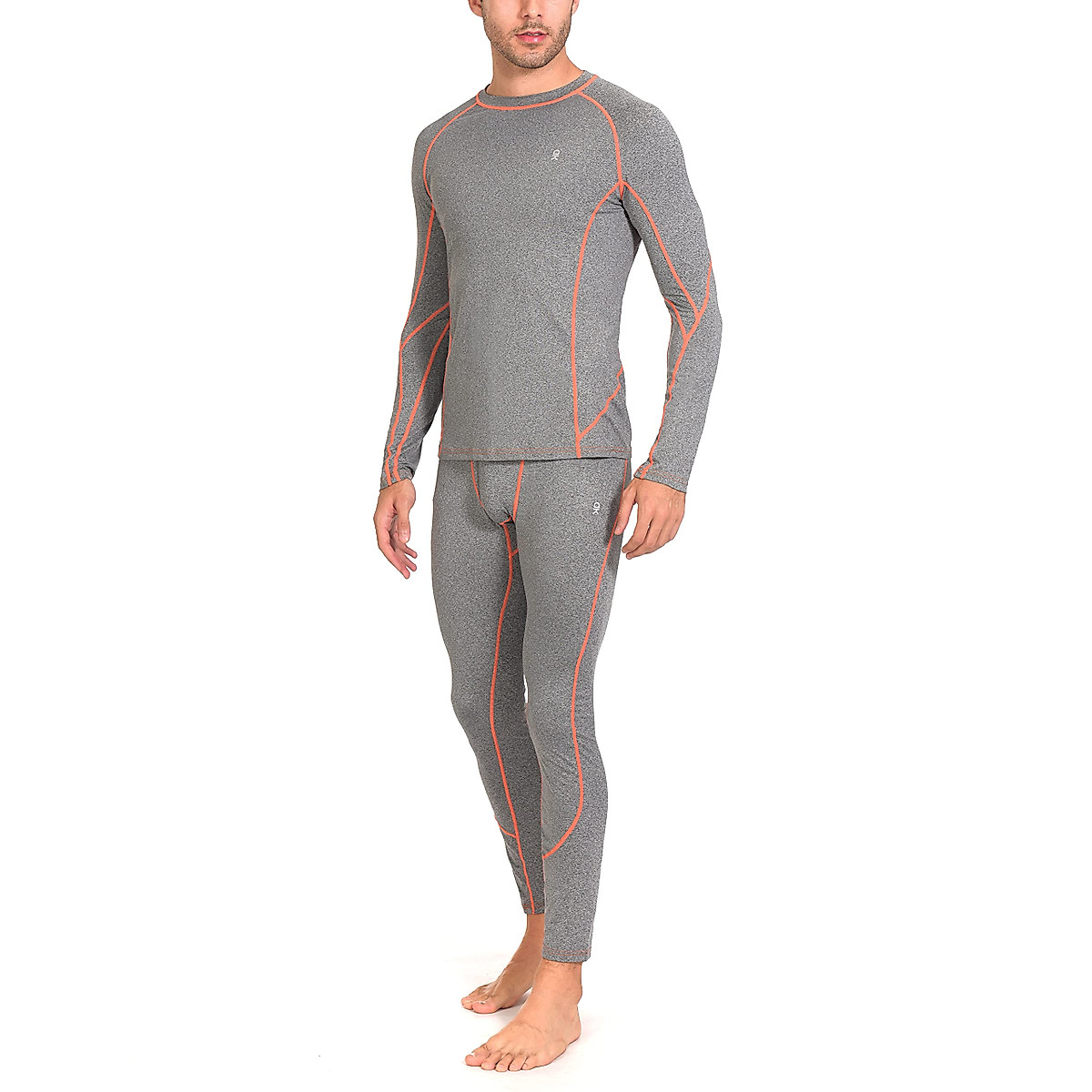 Little Donkey Andy Men's Thermal Underwear Set Performance Base Layer Wicking Active Long Johns Top & Bottom with Fly Gray XL