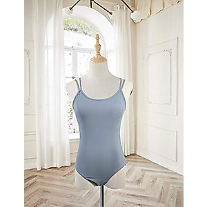 Cuulrite Ballet Leotards for Women with Bra, High Cut Camisole Nylon Dance Leotard/Aerial yoga Outfit, Grey