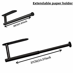 Paper Towel Holder for Kitchen,Under Cabinet&Wall Mount Paper Holder,Magnetic Paper Towel Rack, Self-Adhesive Bathroom Paper Towels Rolls Holder（Adjustable Length up to 14.56inch）