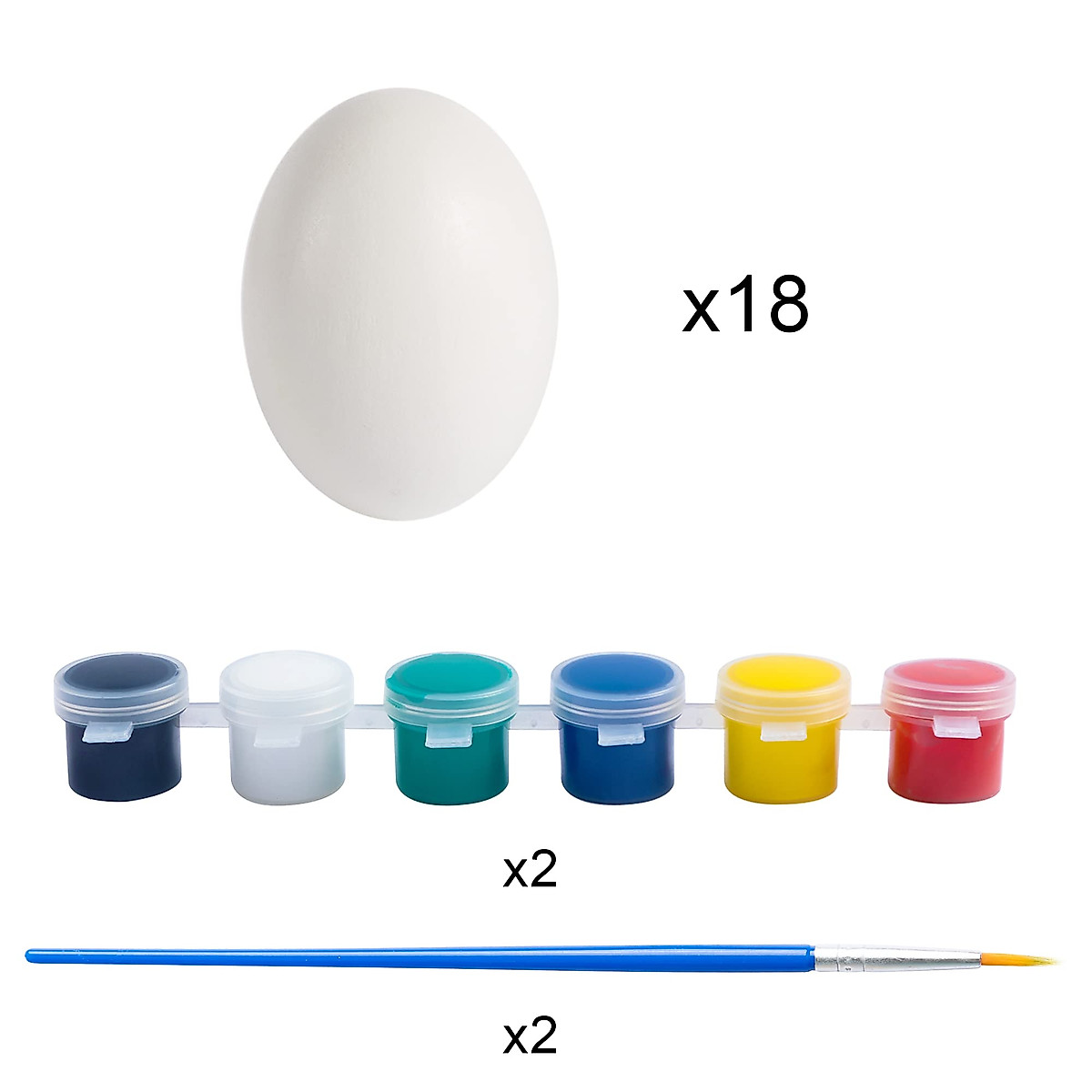 JOYIN 18 Pcs 2.36" Easter Eggs, White Wooden Eggs, Unpainted Wooden Fake Eggs for Kids Easter DIY Paint Your Own Egg Decor, Easter Eggs Hunt, Easter Craft, Easter Basket Stuffers, Crafts Activities