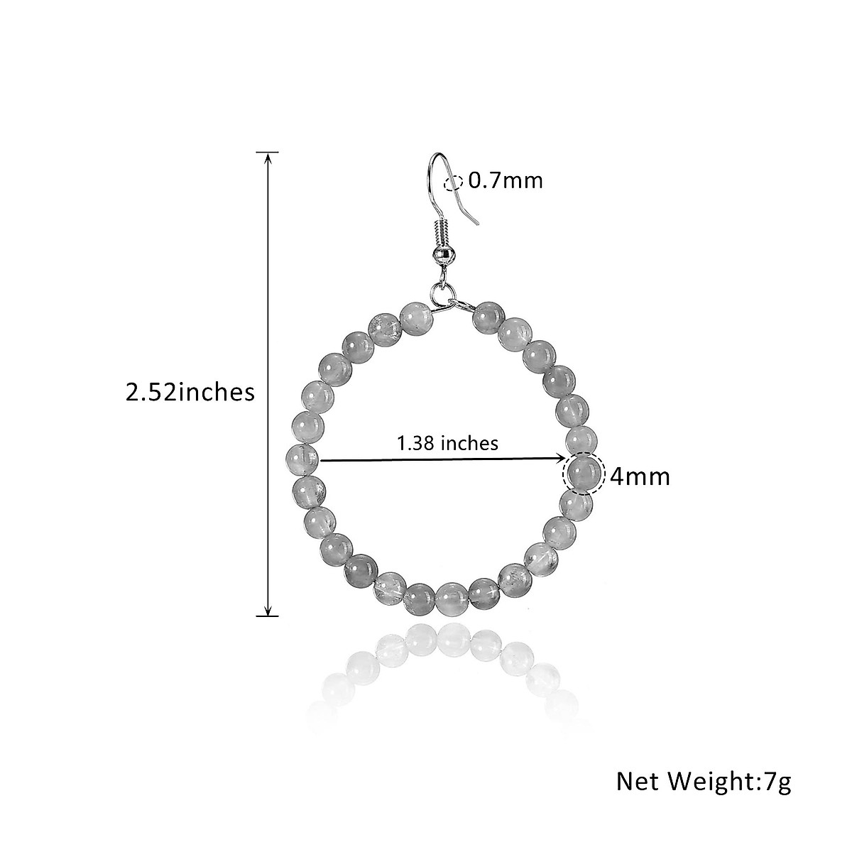 Jovivi Crystal Dangle Earrings for Women Natural Indian Agate Round Gemstone Healing Crystal Stone Beads Earrings Hoop Dangle