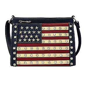 Montana West American Pride Collection Crossbody Organizer Purse USA Stars Stripes Navy
