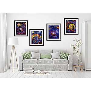 Uhomate 4 pcs Jack Sally Jack and Sally Nightmare Before Christmas Vincent Van Gogh Starry Night Posters Wall Art Wall Decor Bedroom Bathroom Artwork M038 (8X10)