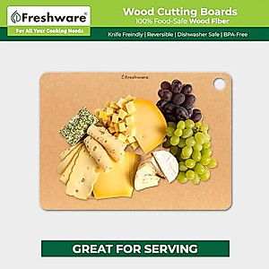 Cutting Board for Kitchen Dishwasher Safe, Wood Cutting Board, Premium Wood Fiber, Non-Porous, Reversible, Medium, 14.5 x 10.8-inch, Natural Slate