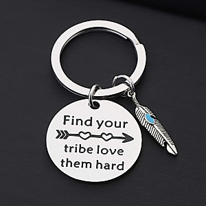 FOTAP Find your Tribe Love Them Hard Keychain Bridal Party Keychain Friendship Keychain Love My Tribe Keychain Best Friend,Family Keychain(Tribe keychain)