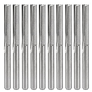 Yakamoz 10 Pack 1/8" Shank Double Flute Straight Bits CNC Router End Mill Set Flush Trim Slot Cutting Bit Milling Cutter for Wood MDF PCB