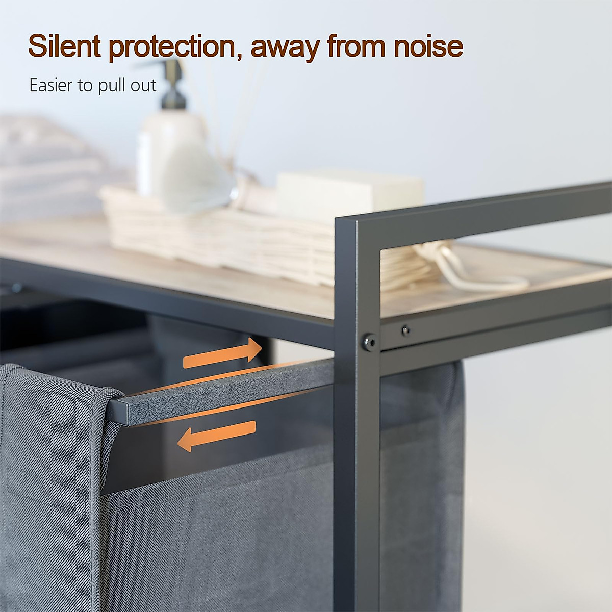 AMHANCIBLE Laundry Hamper with 3 Section, Laundry Basket with 3 Pull-Out and Removable Bags, Laundry Sorter with Shelf, Dirty Clothes Hamper for Laundry Room, Bathroom, 3 x 10 Gallons (38L) HLS03GY