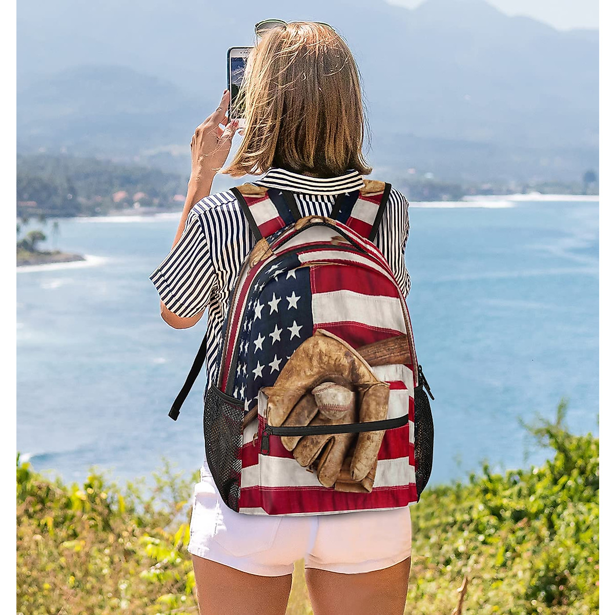 Baseball Backpacks Large 18 Inch Bookbag Shoulder School Computer Hiking Gym Travel Casual Travel Daypack