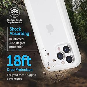 Pelican Voyager Series - iPhone 13 Pro Case - 18ft Military Grade Drop Protection, Compatible with Wireless Charging - With Belt Clip Holster - Heavy Duty, Rugged, Anti Yellowing - Clear