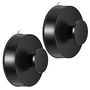 Dntorx Suction Cup Hooks for Shower, 2 Pack Black Shower Hooks Vacuum Suction Hooks Removable and Reusable Towel Hooks Suction Hooks for Shower, Bathroom, Kitchen, Tile, Glass Door, Mirror, Loofah