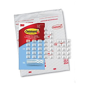 Command Indoor Mini Light Clips, Damage Free Hanging Light Clips with Adhesive Strips, No Tools Mini Wall Clips for Hanging Lights and Cables, 45 Clear Clips and 54 Command Strips