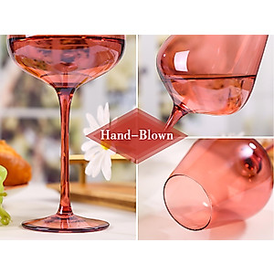 Physkoa Colored Wine Glasses Set of 6 - Crystal Hand-Blown Burgundy Wine Glasses Lead-Free 16.5oz, Gift box package for Wedding, Party, Wine Lovers