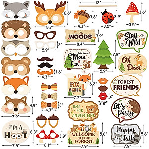 35 PCS Woodland Animal Photo Booth Props Wild One Camping Forest Theme Party Favors Decorations for Woodland Creatures Baby Shower Birthday Party Supplies