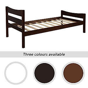 LCH Twin Size Bed Frames with Headboard and Footboard, Wood Twin Platform, Kids Twin Bed, Single Bed Frame No Box Spring Needed, Suitable for Bedroom, Apartment and Dorm(Espresso)