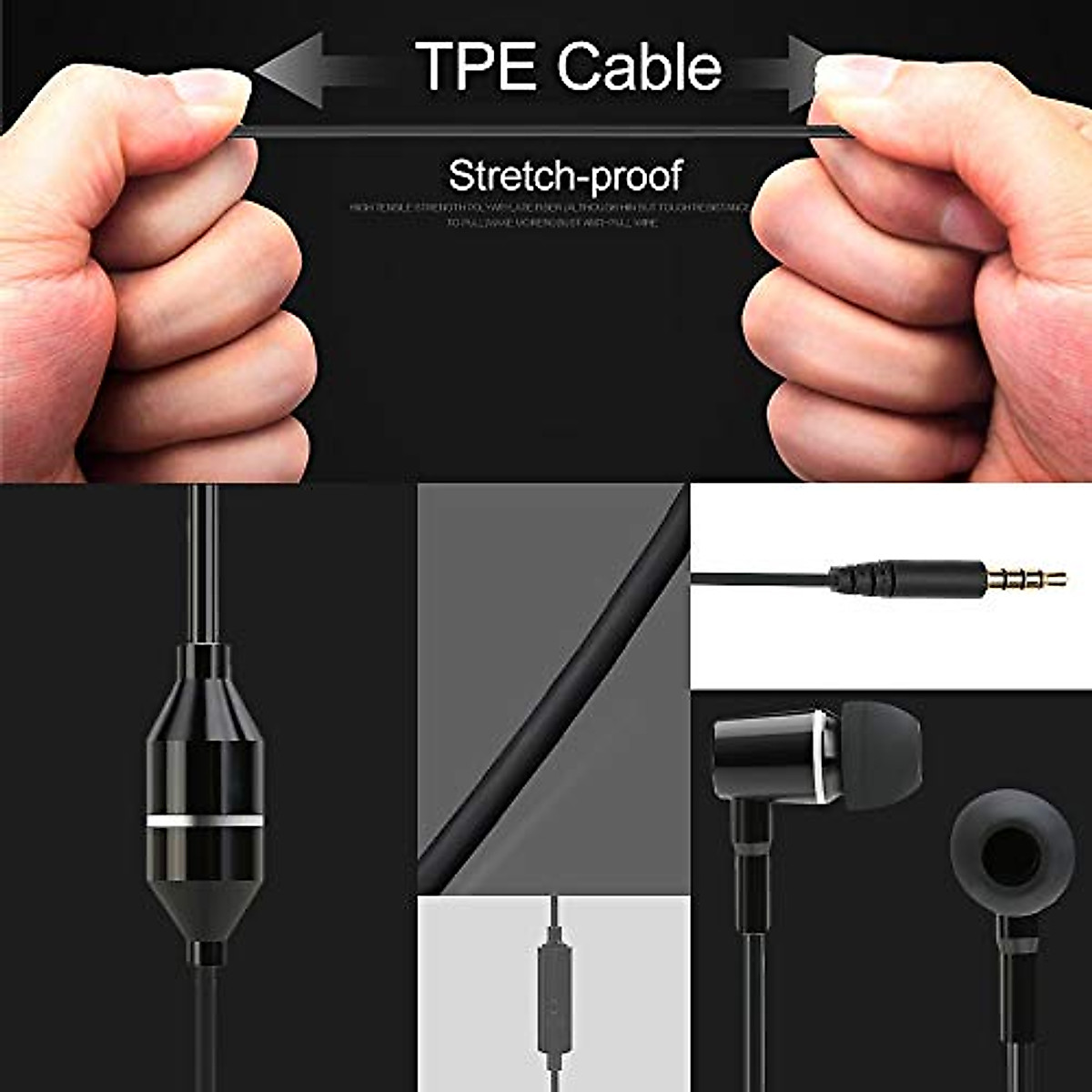Docooler 3.5mm Earphone Stereo Music Headset Air Tube in-Ear Headphone Radiation Free Noise Reduction Line Control Music & Calls for Phones Desktop PC