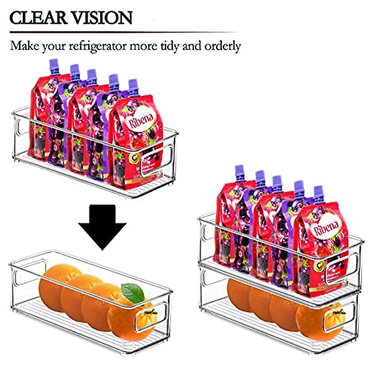 Set of 8 Pantry Organizers - Perfect Kitchen Organization or Pantry Storage - Organizers for Freezers, Countertops and Cabinets - BPA Free Clear Plastic Pantry Storage Racks