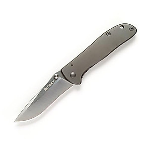 CRKT Drifter EDC Folding Pocket Knife: Everyday Carry, Gray Ti Nitride Blade, Thumb Stud Opening, Stainless Steel Handle, Pocket Clip 6450S