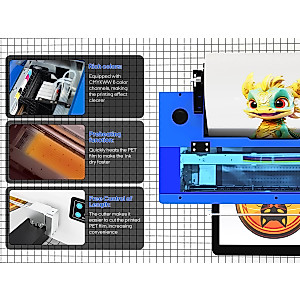PUNEHOD L1800 DTF Transfer Printer with Roll Feeder,Direct to Film Print-preheating A3 DTF Printer for Dark and Light Clothing VS DTG Printer (A3 DTF Printer +Oven)
