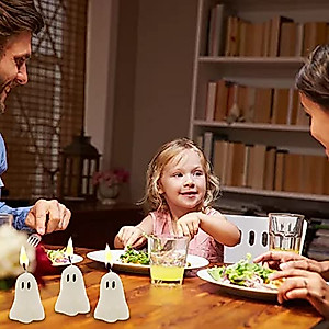 4 PCS Halloween Ghost Candles, Novelty Votive Ghost Candle, Cute Votive Candles for Fall Decor Thanksgiving, Spooky Candles Goth Gifts for Ghost Decor Party Bedroom Room Table Decorations