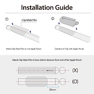 araree A-Clip Pencil Clip Pencil Holder Compatible with Apple Pencil 1st Generation/ 2nd Generation Hard Material Sturdy Clip for Apple Pencil, Apple Pencil Pocket Clip 2pcs - Clear/White