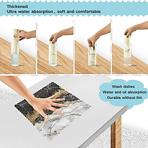 Dish Cloths Dish Towels Kitchen Towels 6 Pack Sets Absorbent Gold Black Marble Soft Decorative Reusable Nonstick Oil Washable