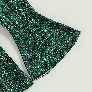 2Pcs Toddler Baby Girl St.Patrick's Day Clothes Set Short Sleeve Funny Print Tops Ruffle Bell Bottoms Flare Pants (Clover Print,3-4T)