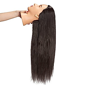 Hairingrid 26"-28" Mannequin Head Hair Styling Training Head Manikin Cosmetology Doll Head Synthetic Fiber Hair and Free Clamp Holder (Black)