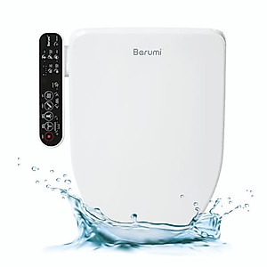 Barumi BM-4000 Elongated Bidet Toilet Seat, Smart Heated Seat, Air Dryer, Warm Water & Pressure Control, Self-Cleaning, Child & Eco Mode, Self Cleaning -SS Spray Nozzle with Massage, Soft Close Lid