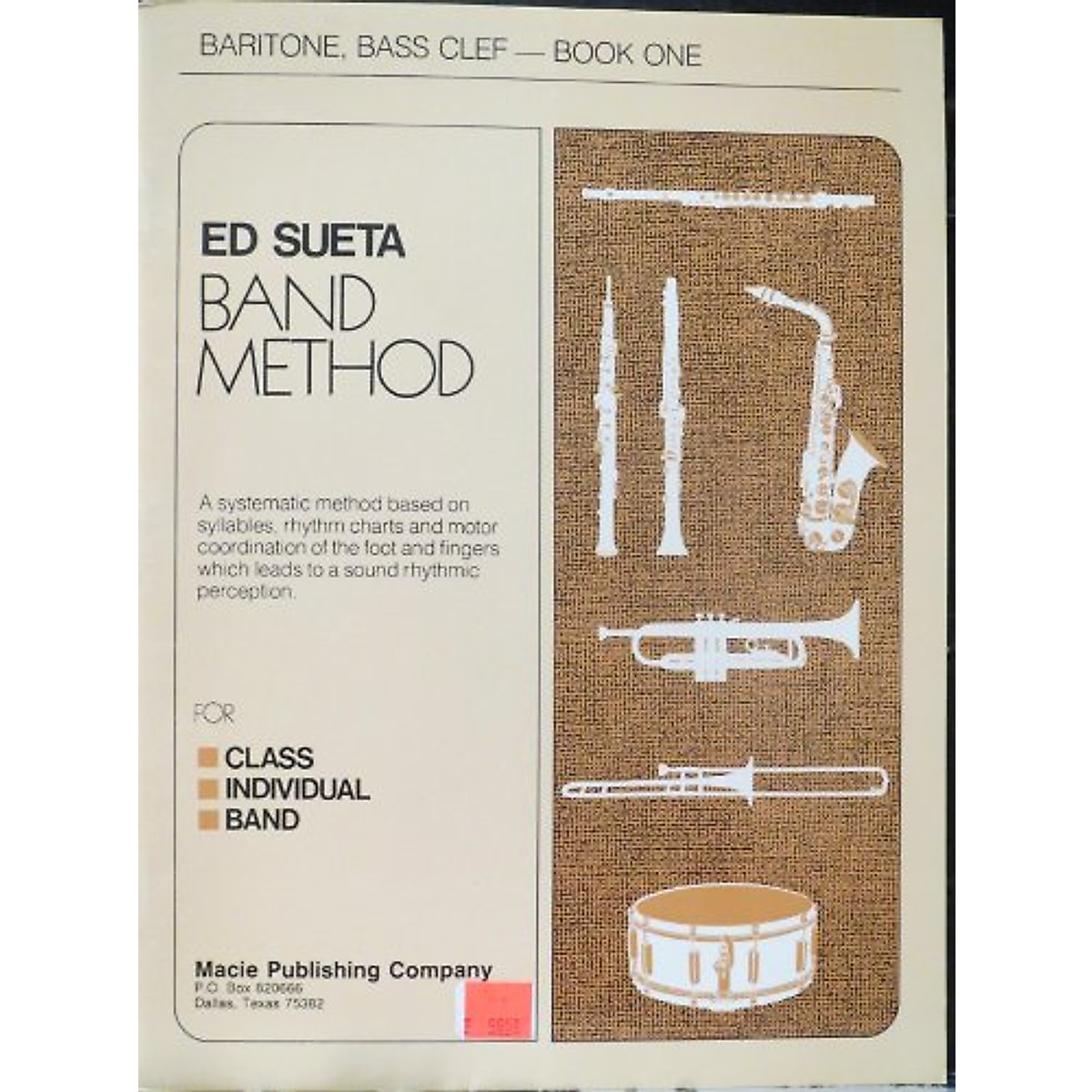 Macie Publishing 1566177626 Ed Sueta Band Method Volume1 Baritone Bc
