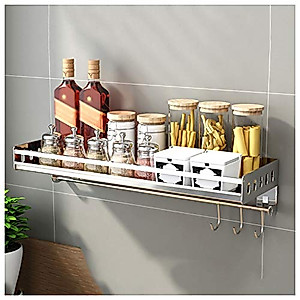 GLJ Floating Shelves Kitchen Shelf, Fully Polished Wall-Mounted Stainless Steel Spice Rack, Strong Load-Bearing Capacity, Can Be Installed on Ceramic Tiles and Marble (Size : 50cm)