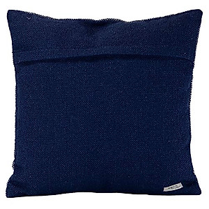 Foreside Home & Garden FIPL09799 Blue Hand Woven 18x18 Outdoor Decorative Throw Pillow with Pulled Curly Yarn Accents