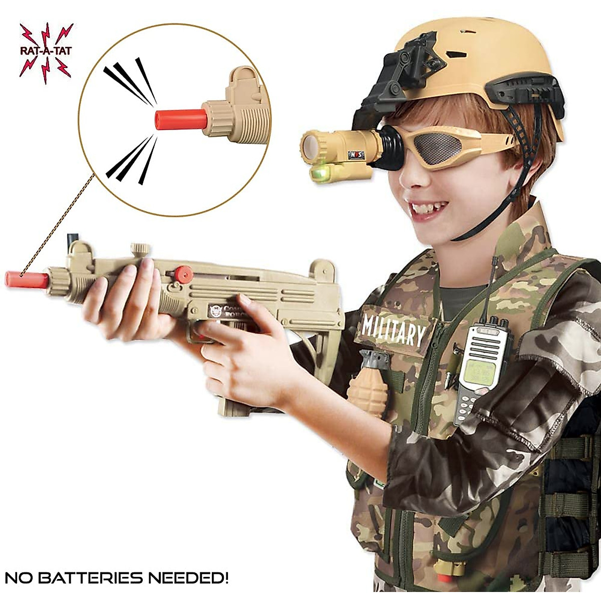 Liberty Imports Kids Army Soldier Military Combat Marines Desert Camo Halloween Costume, Deluxe Dress Up Cosplay Role Play Set with Helmet, Toy Guns, Accessories (11 Pcs)