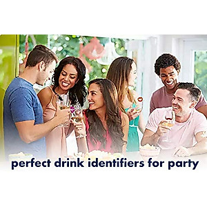 WZT 30 Pieces Silicone Drink Markers Wine Glass Markers Wine Charms Wine Glass identifier for Bar Party Family Drink Charms Multi，Dinner Parties