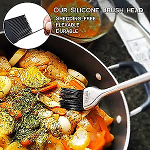 It's Senah | New 7pcs Bundle | 304-Stainless Steel BBQ Grill Basting Brush with 100% Natural, DUST-FREE Cotton Storage Bag, Easy Grip Handle Oil Brush, Anti-Rush Baking, Pastry Cooking Brushes