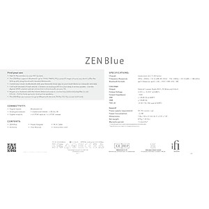 iFi Zen Blue HiFi Bluetooth Receiver Desktop DAC/Adapter - Wireless Input/Outputs - Optical/Coaxial/SPDIF/RCA / 4.4 Balanced - Audio System Upgrade (Unit Only)