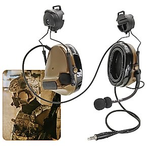 HEARFALCOM Comta III Tactical Headset Helmet ARC Rail Adapter Bracket Version Noise Cancelling Pickup Shooting Headset for Airsoft Sports CB