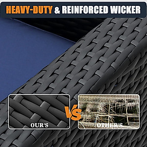 KHOLH Patio Furniture Set with Fire Pit Table, 15 Pieces Outdoor All-Weather Wicker Conversation Sectional Chair Sofa Set with 4 Swivel Chairs