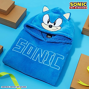 Sonic The Hedgehog Fleece Hoodie Blanket for Boys and Teenagers Oversized Fleece Poncho One Size Gaming Gifts for Boys (Blue 3D)