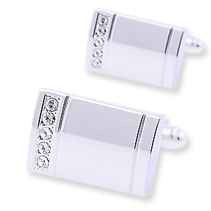 Silver Diamond Cufflinks Men's Business French Cuff Button Cuff Nails (Color : A, Size : One Size) (A One Size)