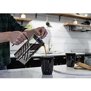 Elanze Designs Chrome 1 Liter Large Glass and Stainless Steel French Press Coffee and Loose Leaf Tea Maker