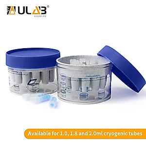 ULAB Scientific Cryo-Safe -1℃(-33.8℉) Freezing Container, Polycarbonate Jar with High-Density Polyethylene Closure, 18-Place Tube Holder, UCP1001