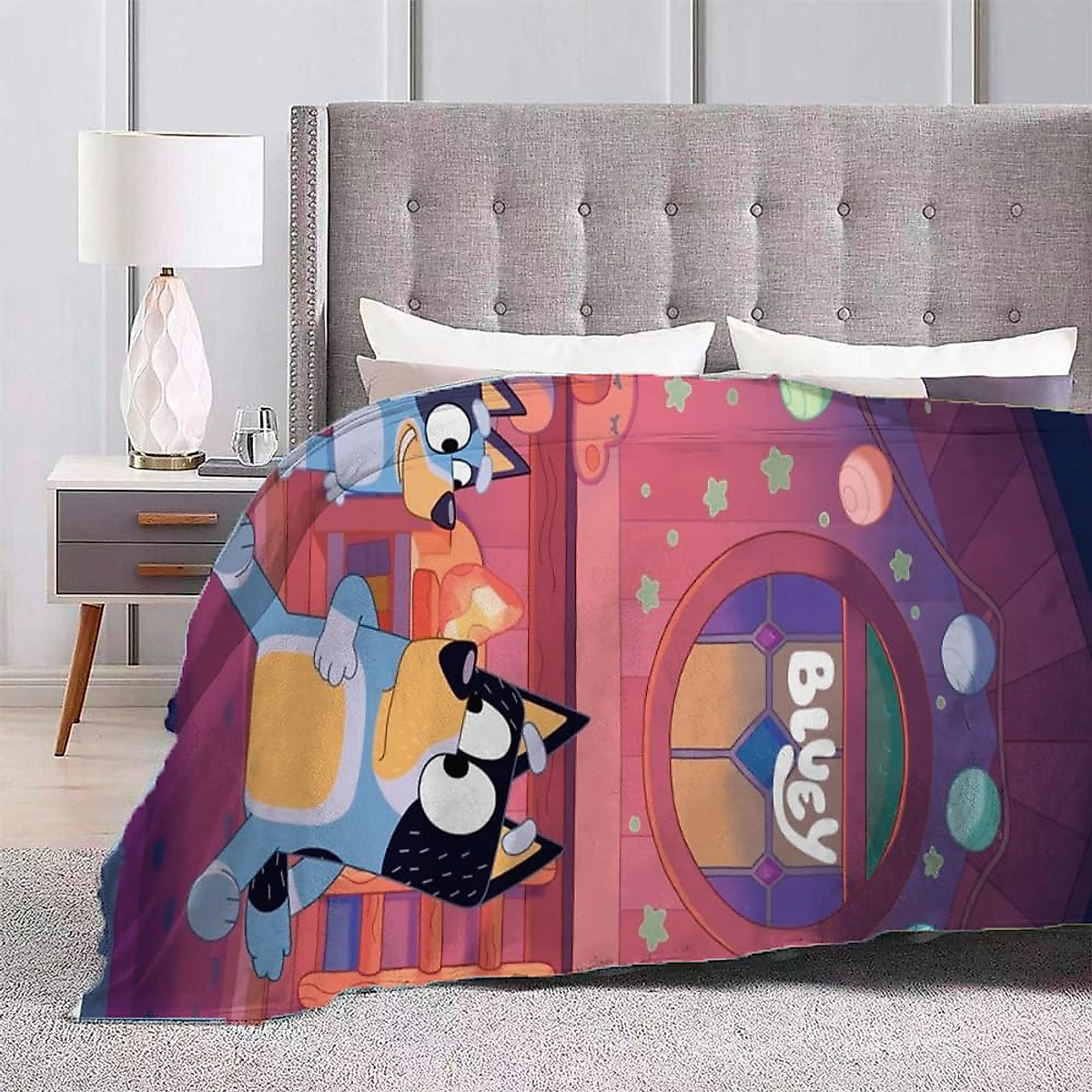ORGANISET | 50"x 40" | Blanket for Kids, Toddler Blankets for Boys and Girls, Kids Blankets Cartoon, Bluey Toddler Bedding, Throw Blanket Flannel for Bed