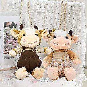 Rural Cow Stuffed Animals-Cute Stuffed Cow Plush with White Veil-Fluffy Cow Plush Toys-Comfortable for Birthday Gift 12.5 Inches